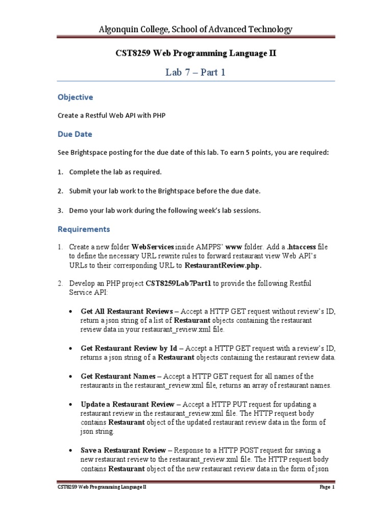 Lab 7 - Part 1 | PDF | Representational State Transfer | World Wide Web