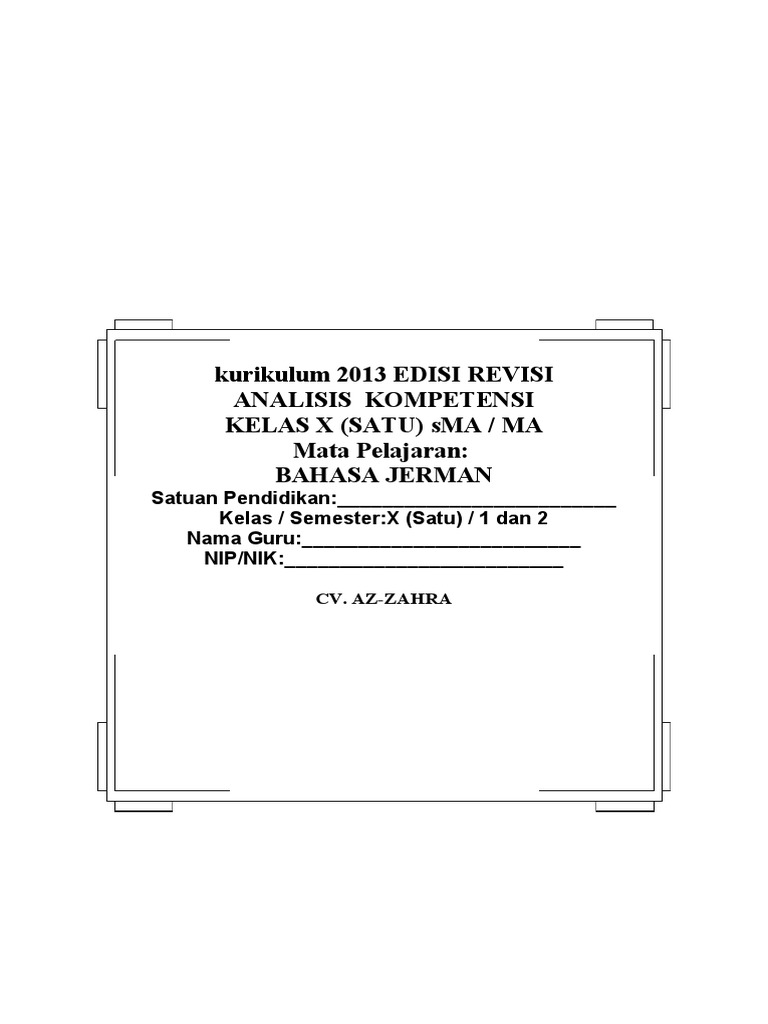 Kurikulum Bahasa Jerman Kelas X | PDF