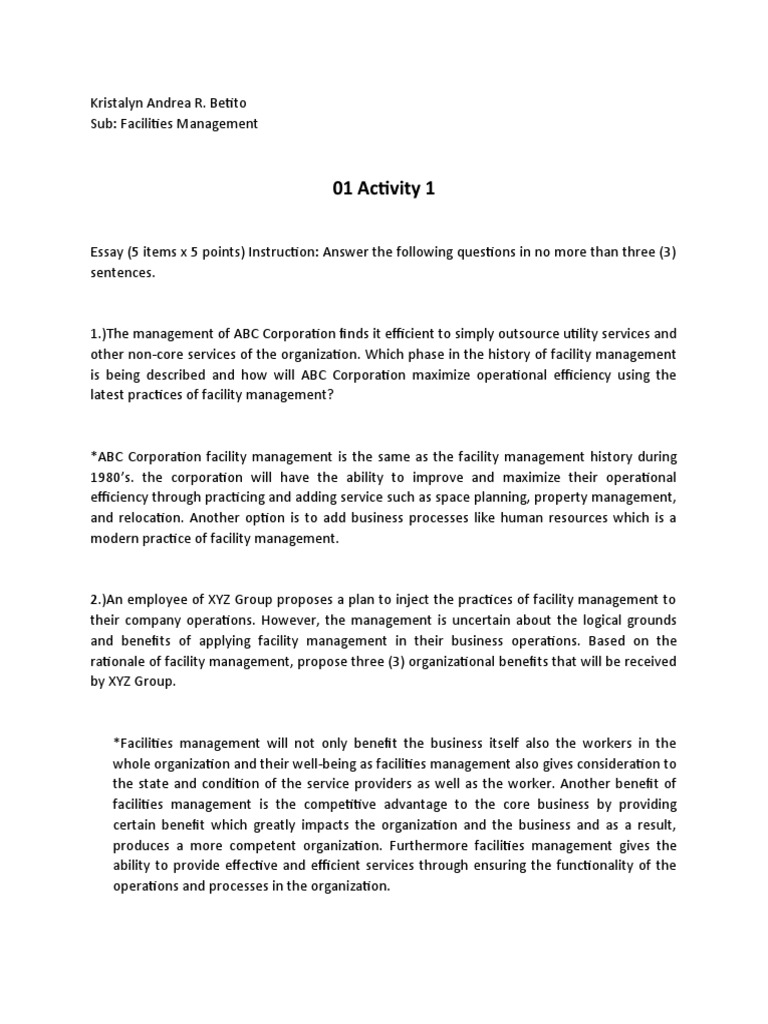 Facility Management Strategies and Benefits | PDF | Outsourcing | Business