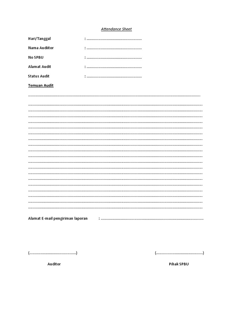 Attendance Sheet Audit SPBU | PDF