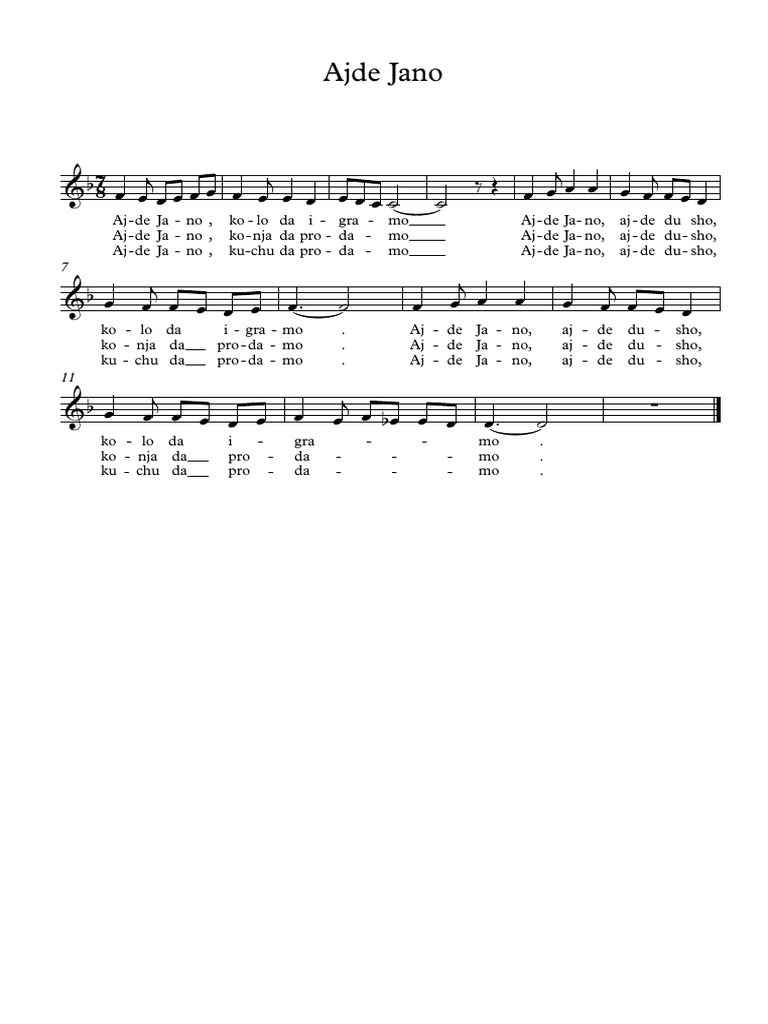 Ajde Jano - Partitura Completa | PDF