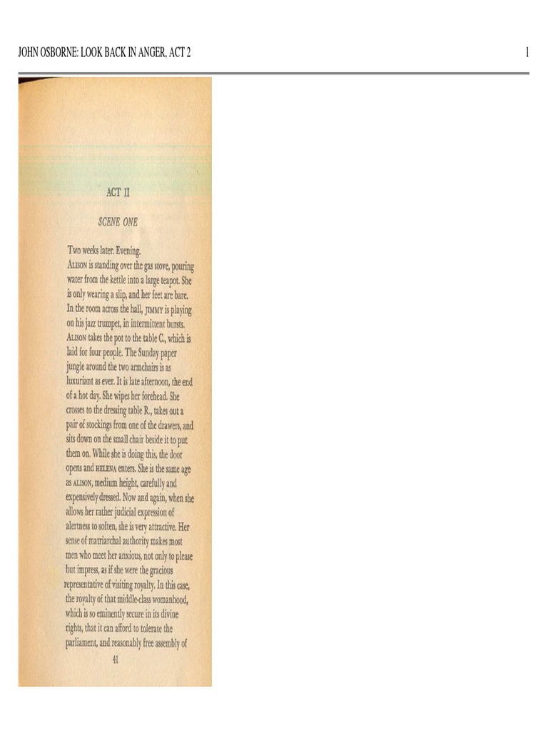 Look Back in Anger - Act2,3 | PDF