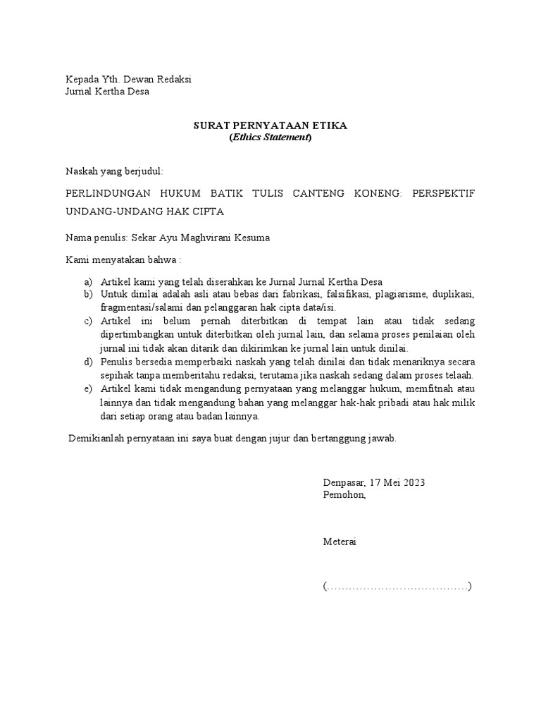 SP Etika - Sekar Ayu M.K - 1904551381 | PDF