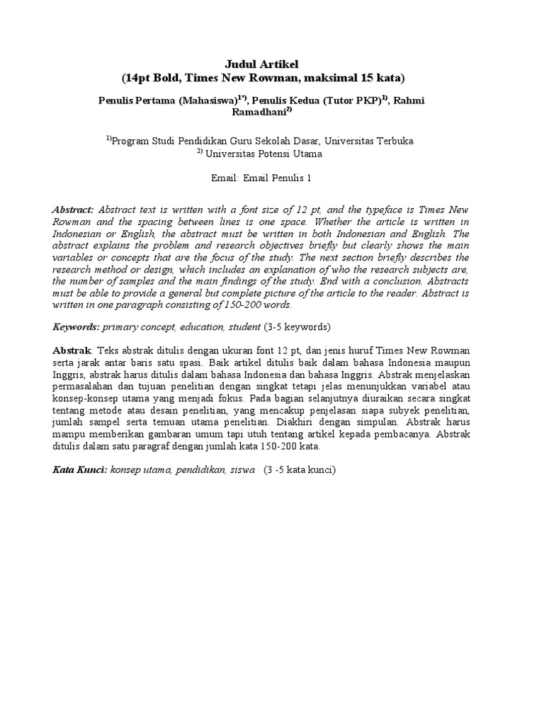 Template Artikel Ilmiah UT | PDF