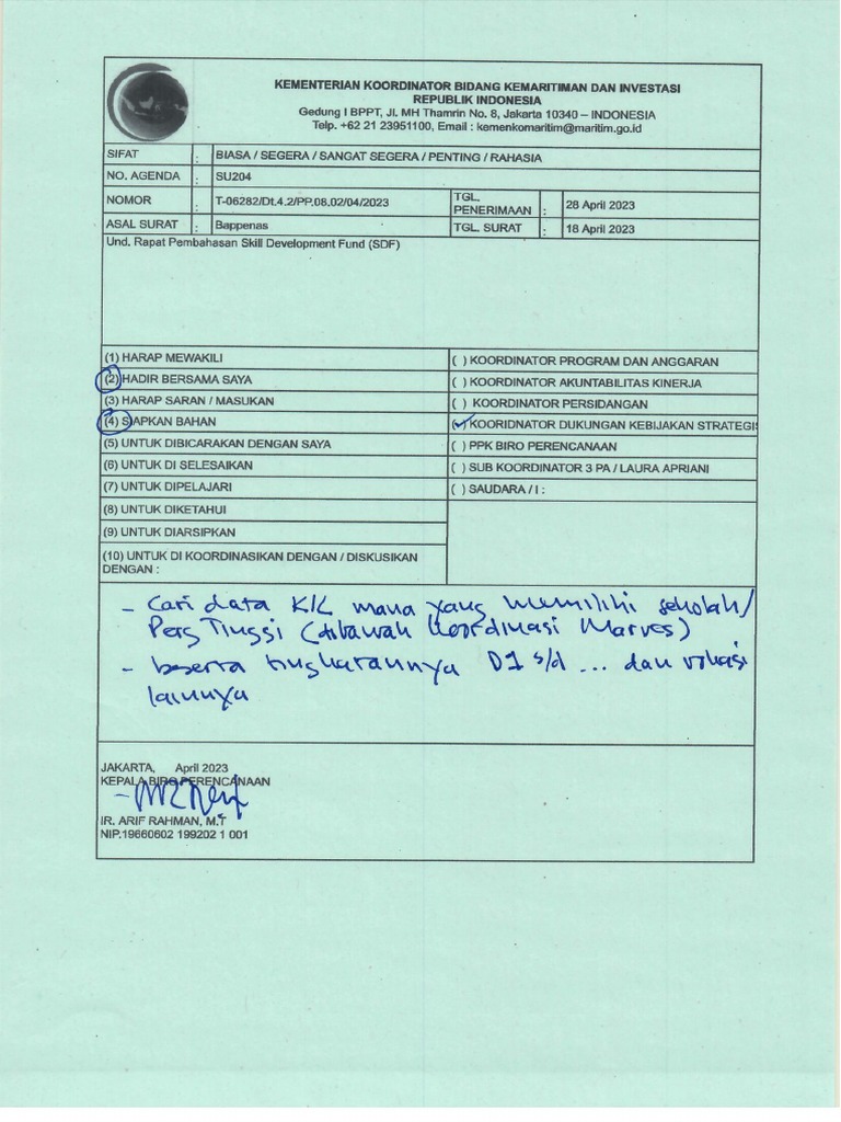 SU204 - BAPPENAS - Und. Rapat Pembahasan Skill Development Fund (SDF) | PDF