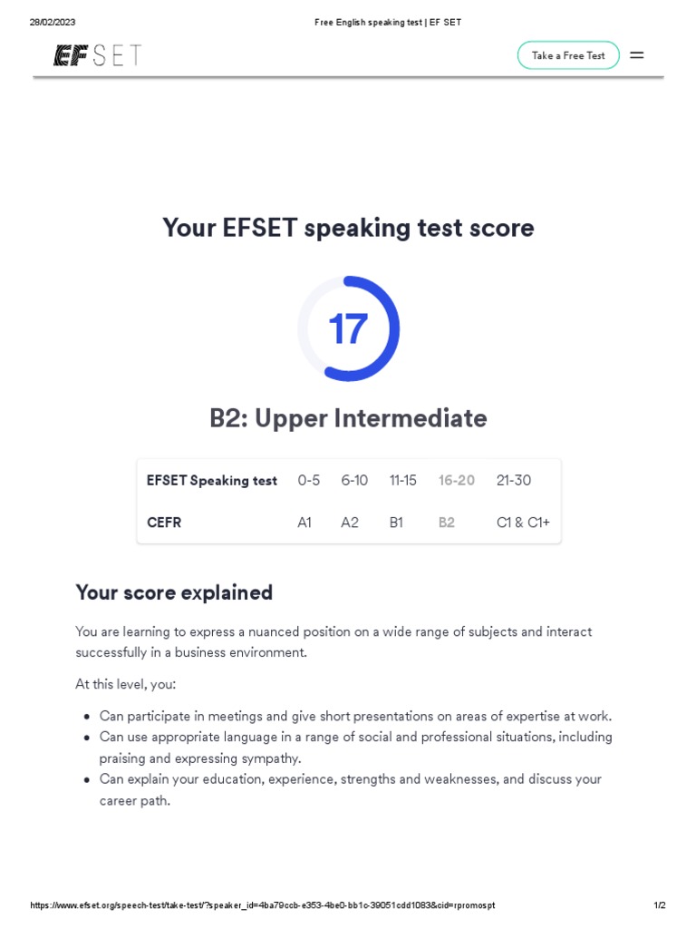 EFSET Free Speaking Test Overview | PDF | Career & Growth