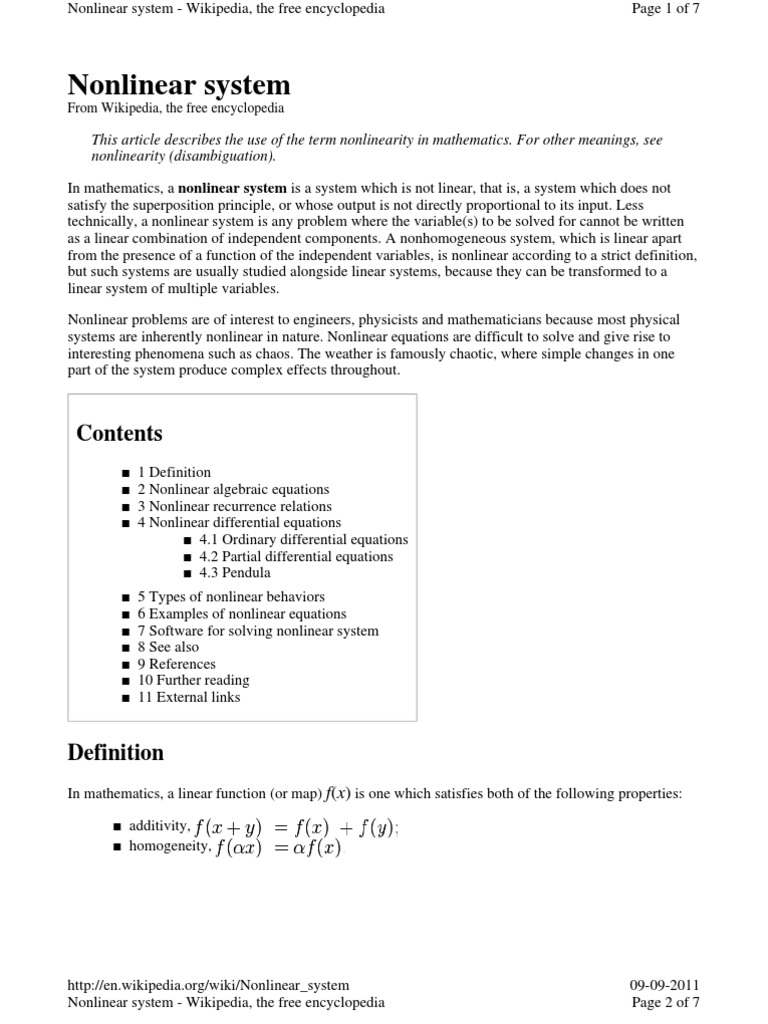 Non Linear Analysis Pdf Nonlinear System Differential Equations