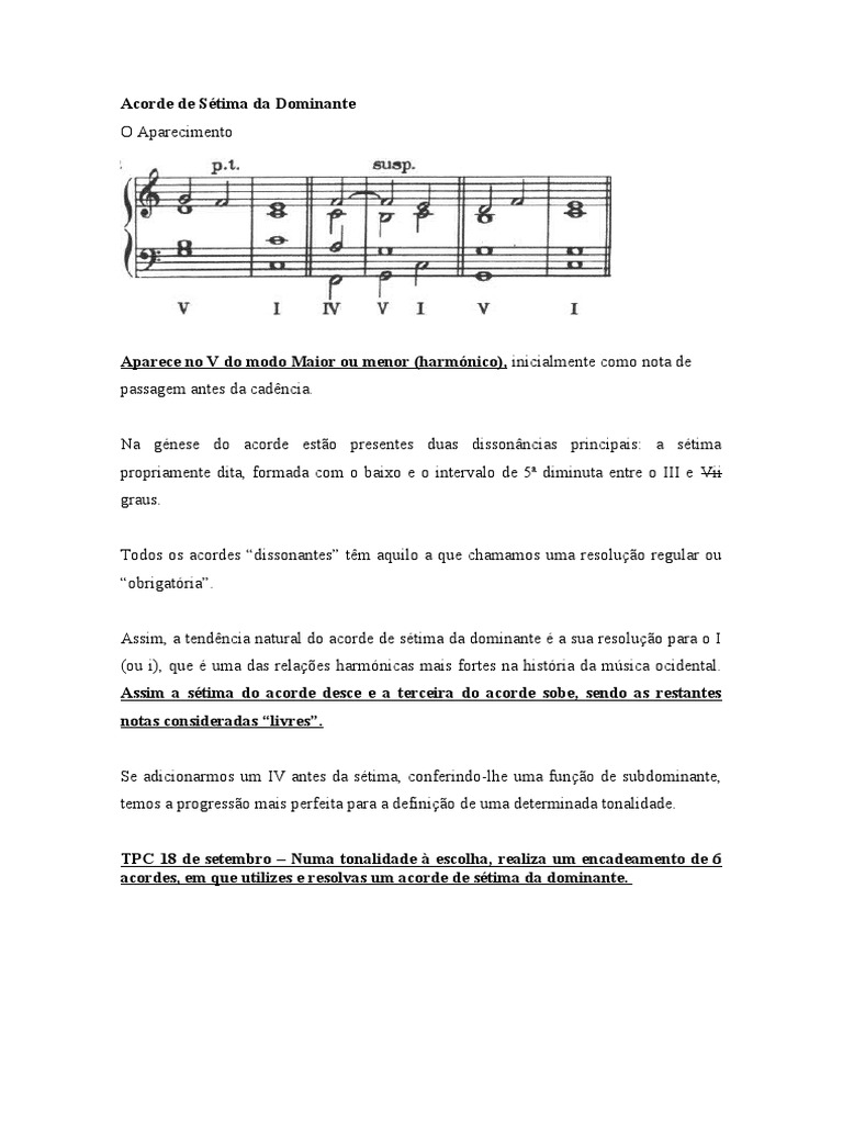 Acorde de Sétima Da Dominante Teoria e Exercício | PDF