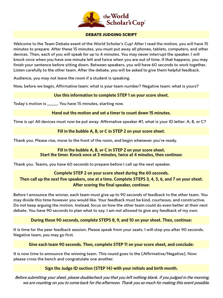 Debate Adjudicator Script | PDF