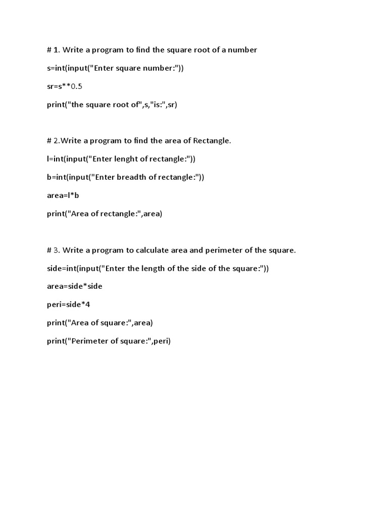 PWP Practical Ans | PDF | Area | Python (Programming Language) PWP Practical Ans | PDF | Area | Python (Programming Language)