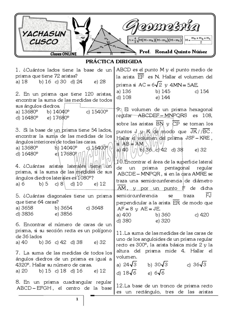 Prisma y Cilindro | PDF | Rectángulo | Triángulo