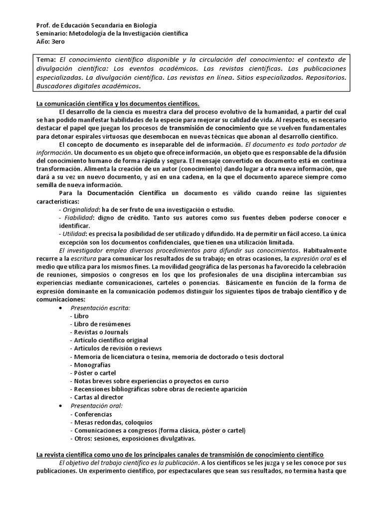Clase 3 - La Comunicación Científica y Los Documentos Científicos - Buscadores Académicos 2023 ...