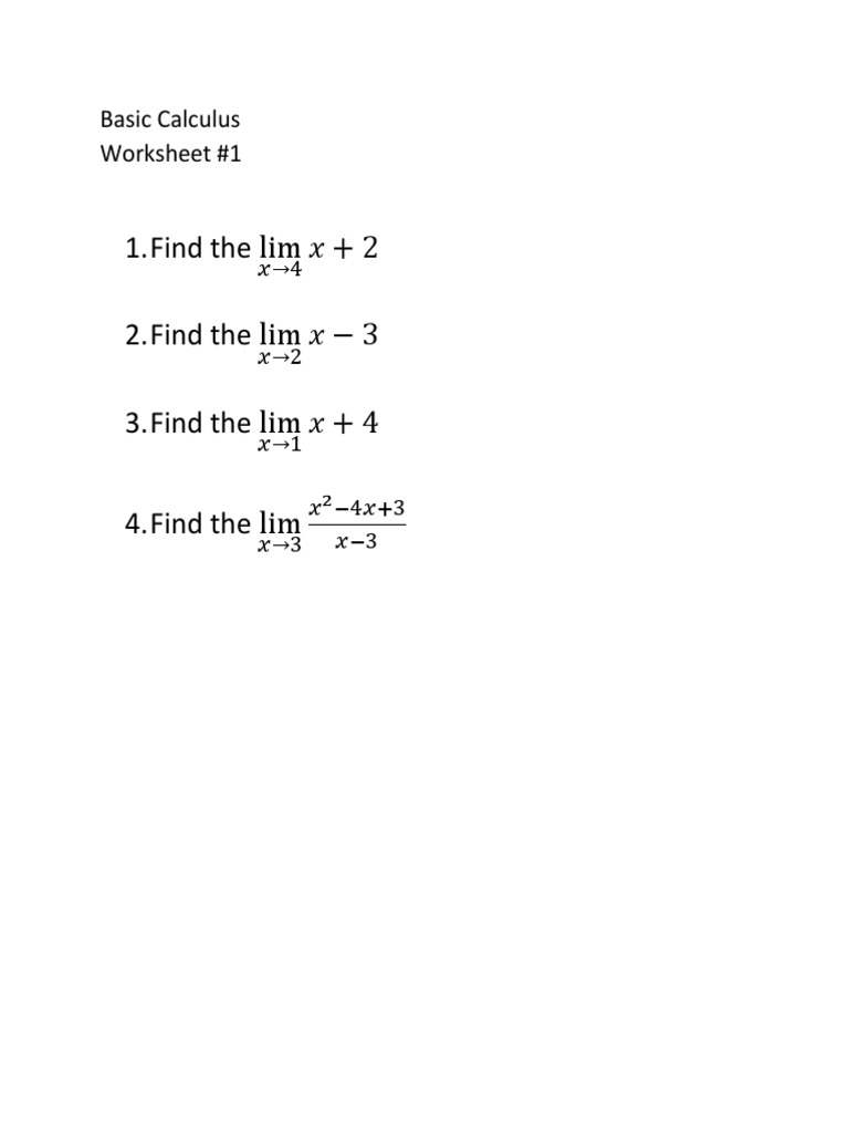 Basic Calculus Worksheet 1 | PDF | Teaching Methods & Materials