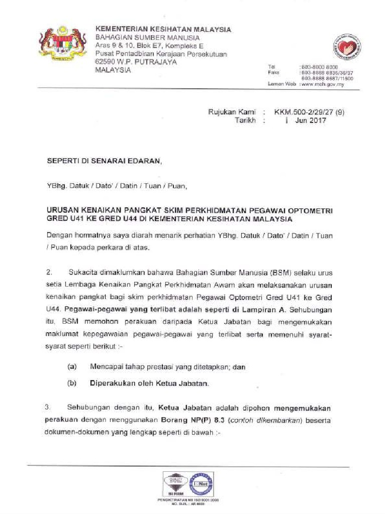 Iklan Pemangkuan Pegawai Optometri Gred U48 - U52.compressed | PDF