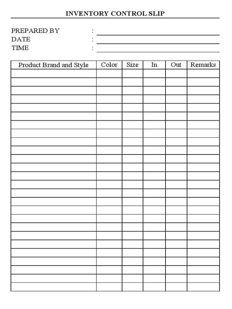 Inventory Control Slip | PDF