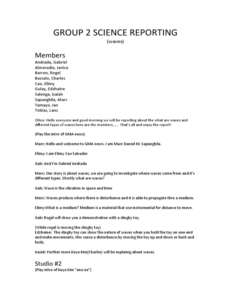 Group 2 Science Reporting | PDF