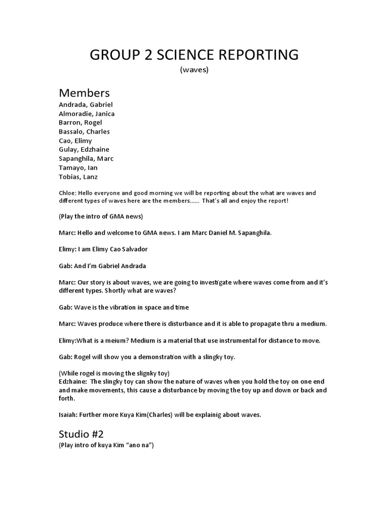 Group 2 Science Reporting | PDF | Waves | Physical Phenomena