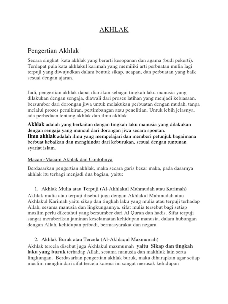MATERI AKHLAK | PDF