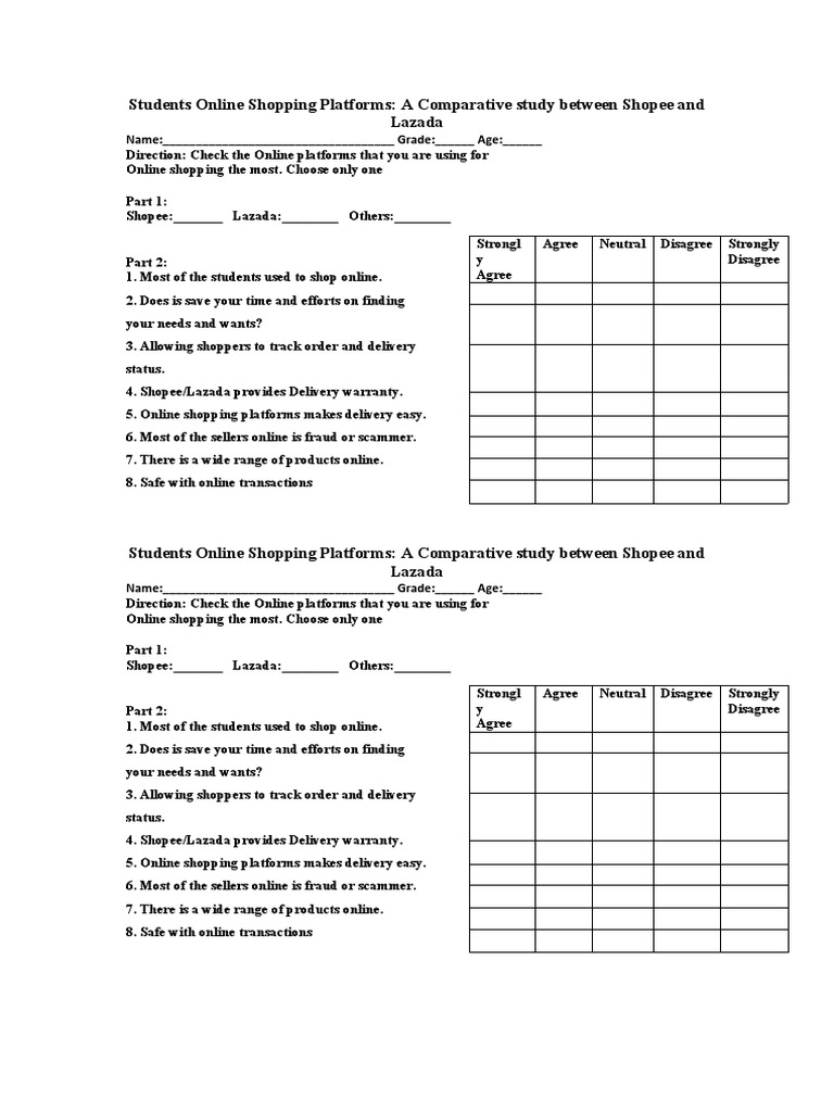 Survey Questionaire | PDF
