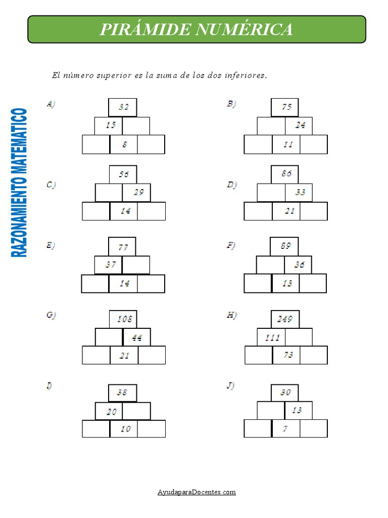 Fichas de Piramide Numerica para Segundo de Primaria | PDF