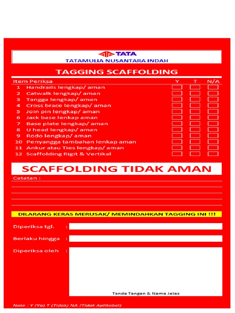 Tagging Merah Scaffolding | PDF