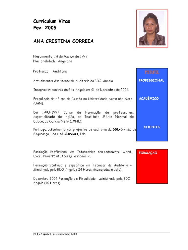 BDO CV 18 ACC Ana Cristina Correia | PDF