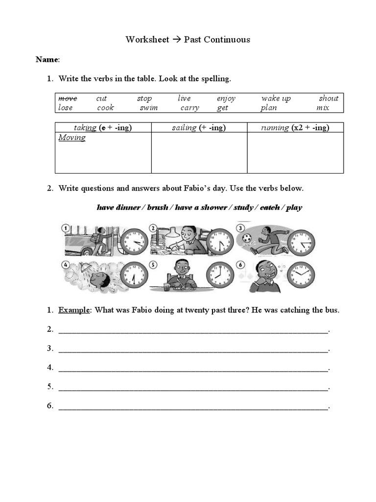 Past Continuous Exercises | PDF