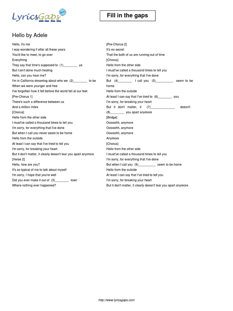 Adele Hello | PDF | Song Structure