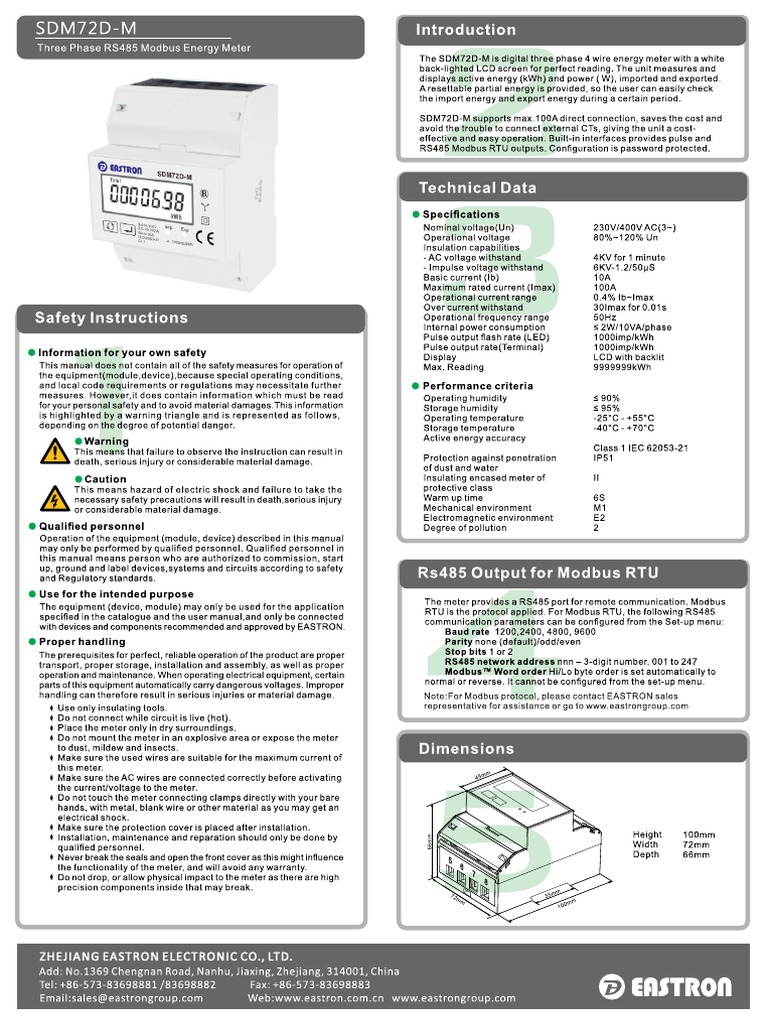 Eastron-SDM72D-M | PDF