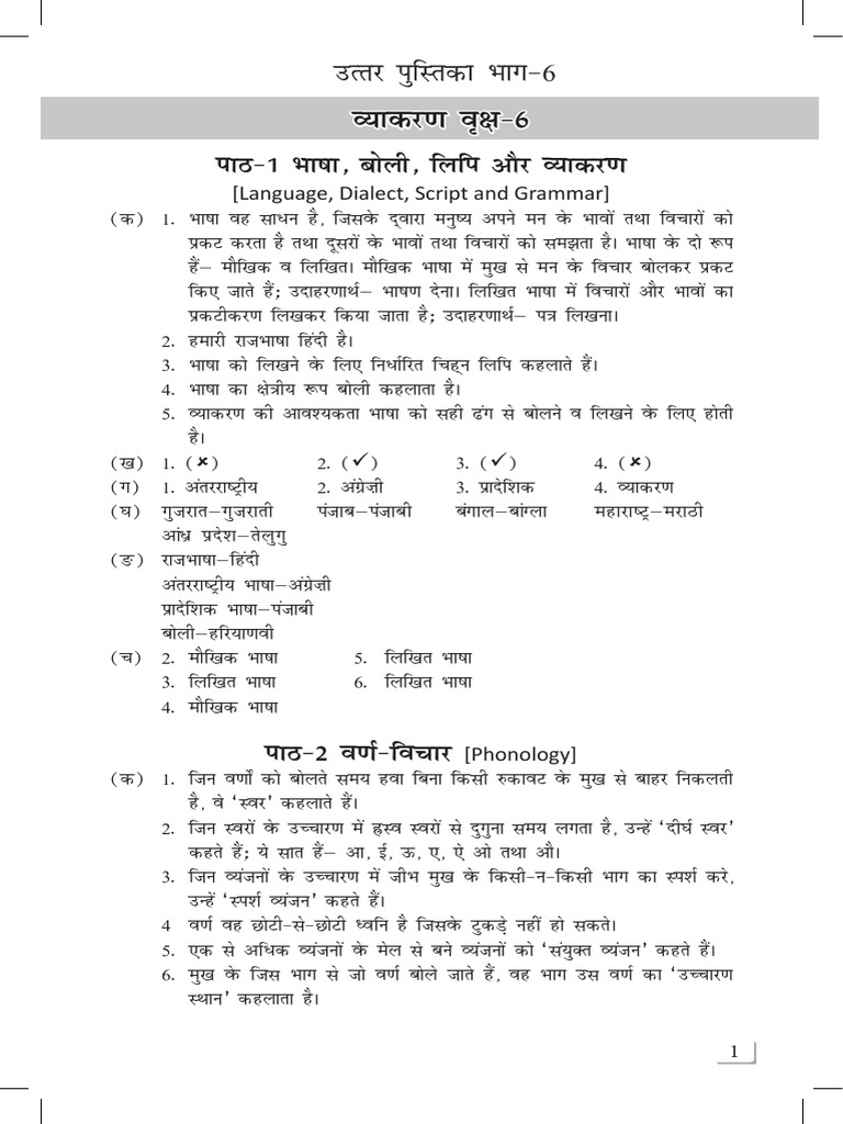 Vyakaran Vriksh Solutions for Classes 6-10 | PDF