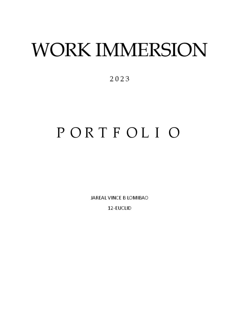 Work Immersion | PDF
