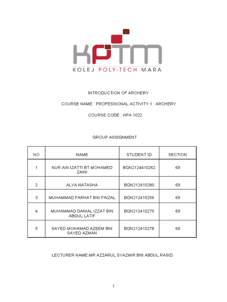Archery Assignment | PDF
