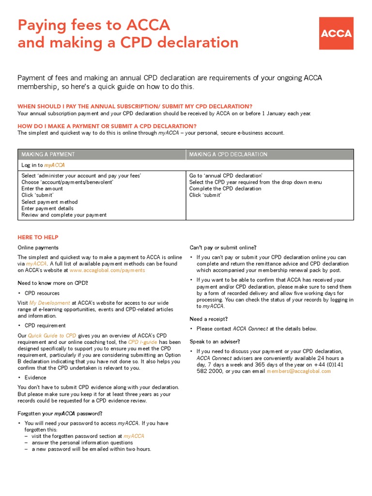 ACCA CPD Declaration and Payment Guide | PDF | Business | Service ...