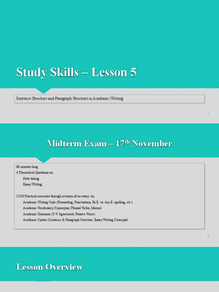 Study Skills - Lesson 5 | PDF | Clause | Syntax