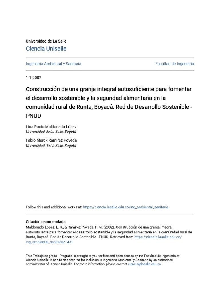 Construcción de Una Granja Integral Autosuficiente para Fomentar | PDF ...
