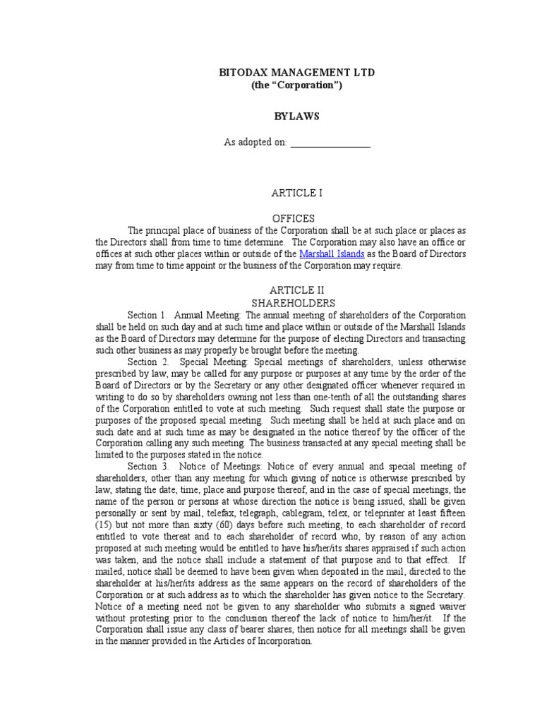 2.AMENDMENT Bylaws - Signature of Director | PDF | Board Of Directors ...