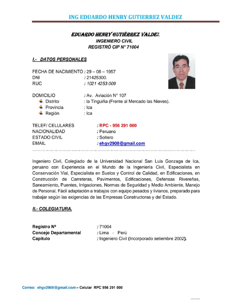 Curriculum 2020 Henry Gutierrez | PDF