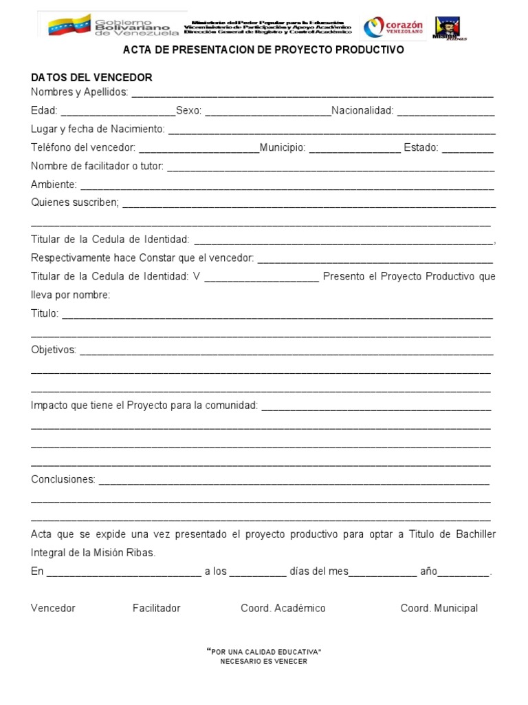 Pasos Laborar Proyecto Socio Productivo Misión Ribas | PDF