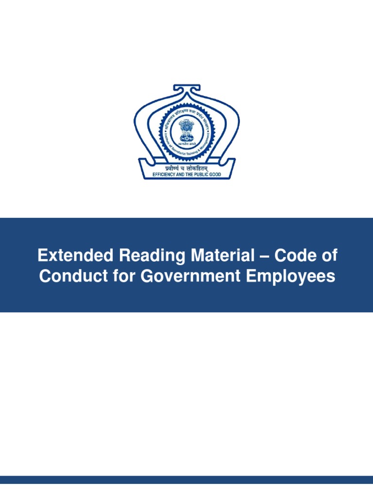 ISTM Code of Conduct For Government Employees Reading Material | PDF