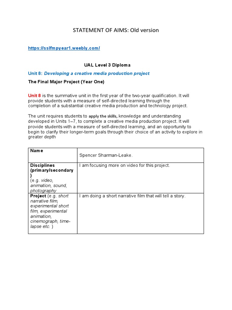 FMP Statement of Aims - Original | PDF | Software | Cognitive Science