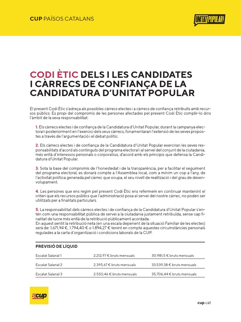 Codi Ètic de La CUP | PDF