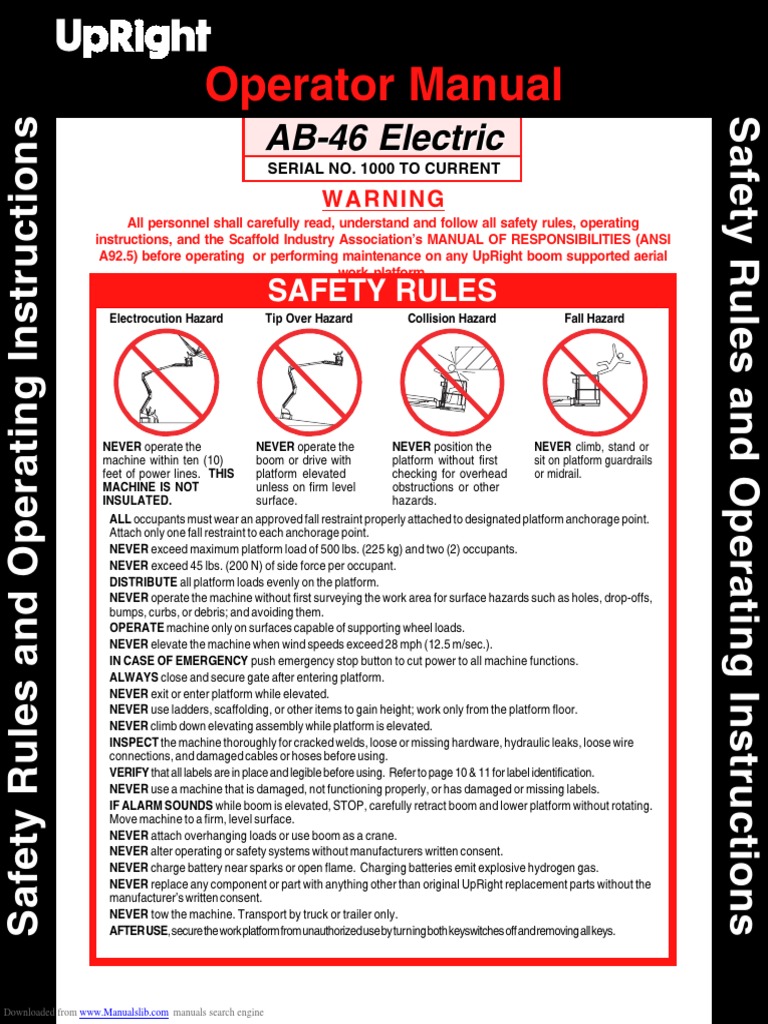Ab46 Electric | PDF | Crane (Machine) | Battery Charger