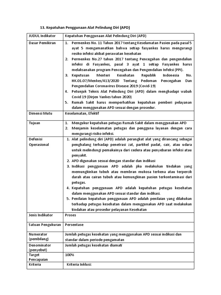 Kepatuhan Penggunaan Alat Pelindung Diri (APD) | PDF