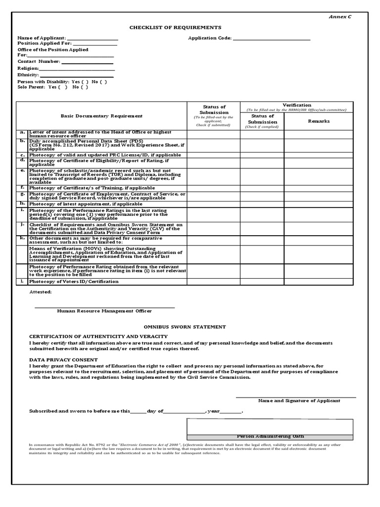 Checklist-of-Requirements-OMNIBUS-NEW-FORMAT (1) | PDF | Authentication | Business
