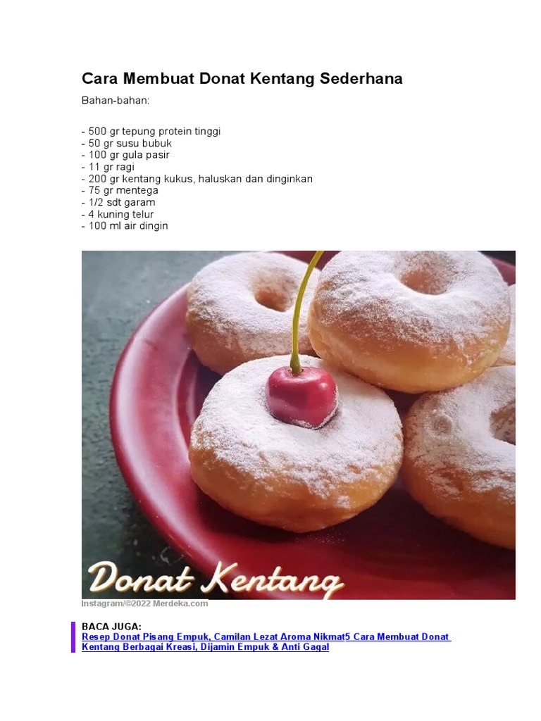 Cara Membuat Donat Kentang Sederhana | PDF