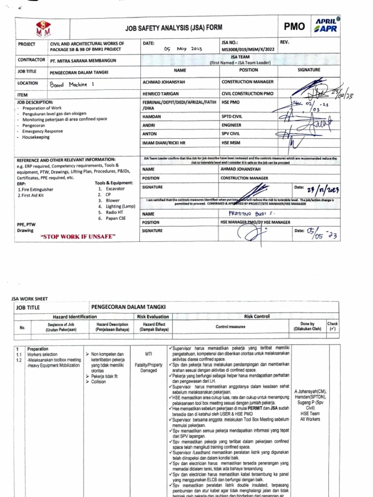 Jsa Pengecoran Dalam Tangki | PDF