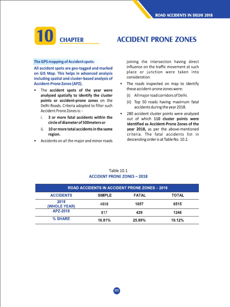 Delhi Accident Prone Zone Area | PDF | Traffic Collision | Transport Safety