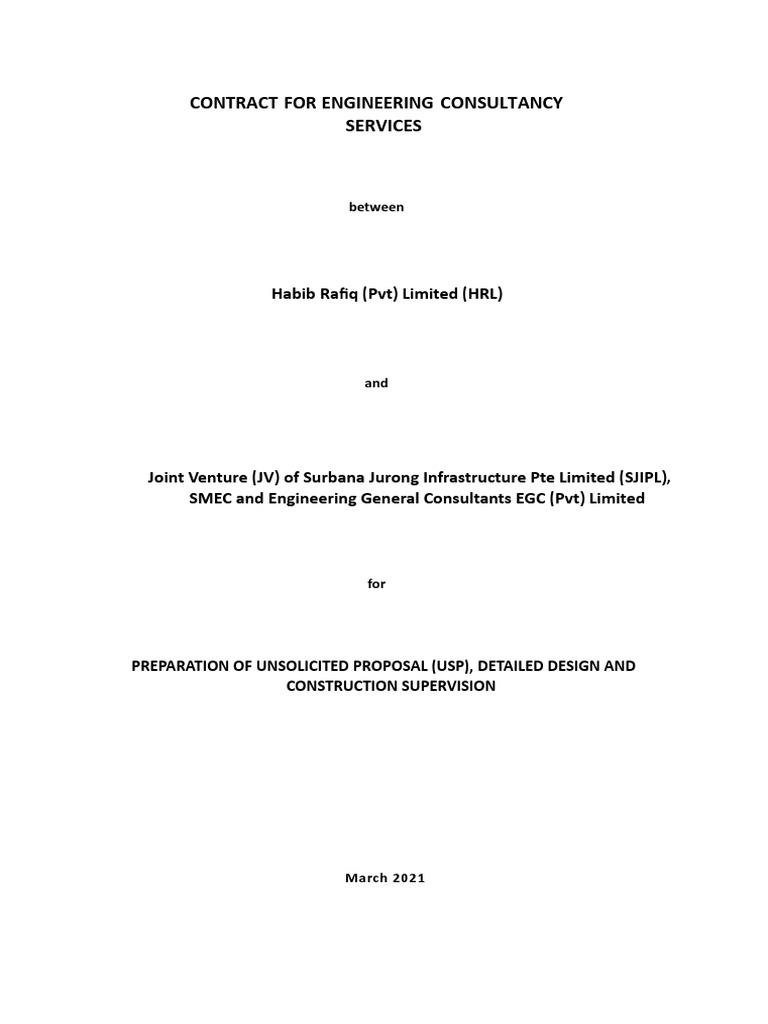 Contract Agreement Between HRL and SJ - SMEC - EGC 15 March 2021 | PDF ...