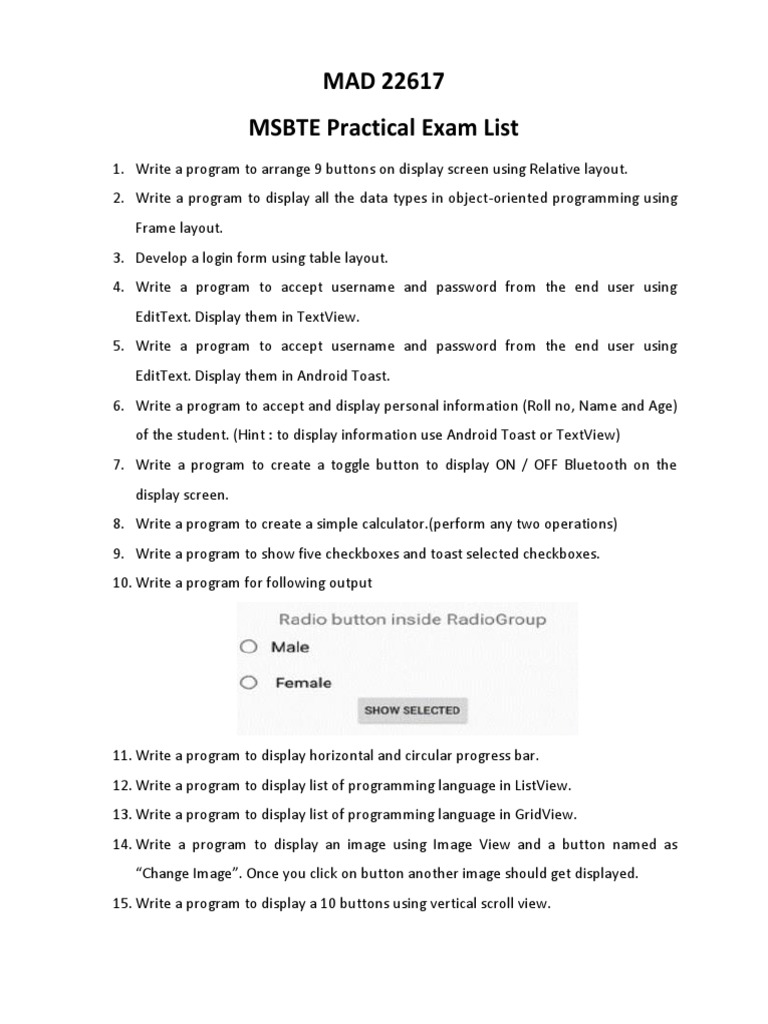 MAD 22617 MSBTE Practical Exam Program List | PDF | User (Computing ...