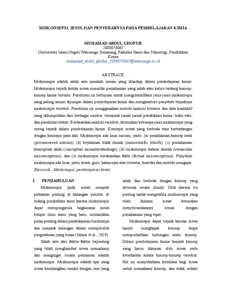 Miskonsepsi dalam Pembelajaran Kimia | PDF | Sains & Matematika